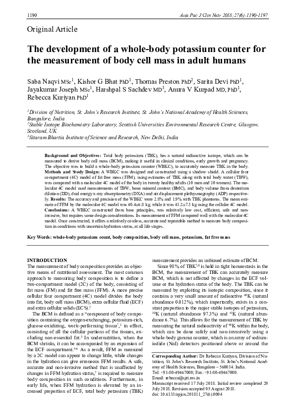 (PDF) The development of a whole-body potassium counter for the ...