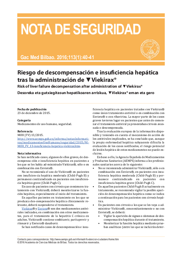 (PDF) Riesgo de descompensación e insuficiencia hepática tras la ...