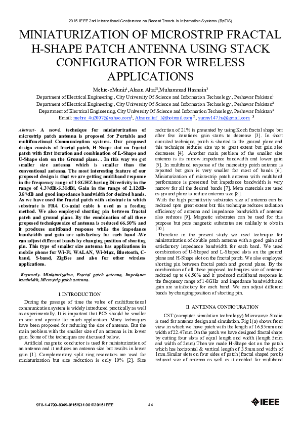 (PDF) Miniaturization of microstrip fractal H-Shape patch antenna using ...