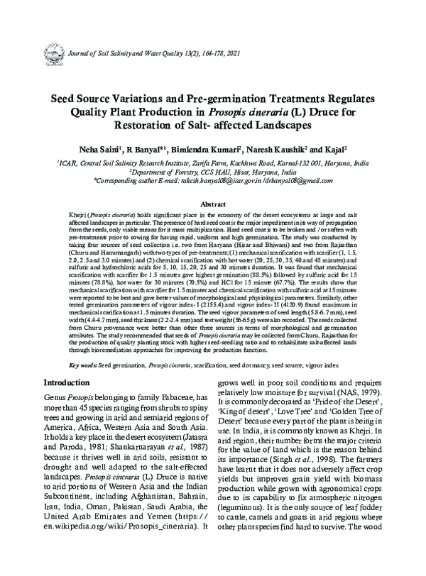 (PDF) Seed Source Variations and Pre-germination Treatments Regulates ...
