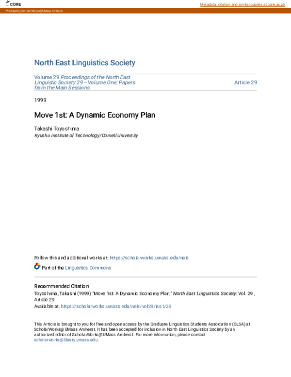 (PDF) Move 1st: A Dynamic Economy Plan