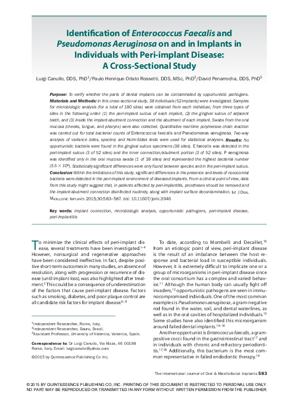 (PDF) Identification of Enterococcus Faecalis and Pseudomonas ...