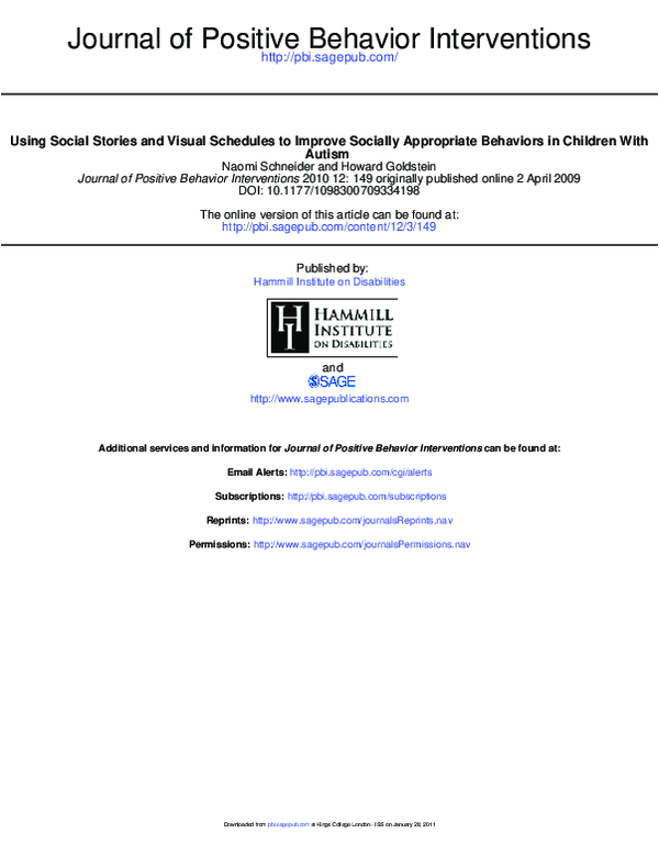 (PDF) Using Social Stories and Visual Schedules to Improve Socially ...