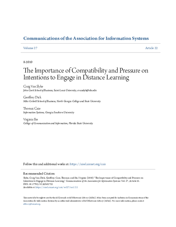 (PDF) The Importance of Compatibility and Pressure on Intentions to ...