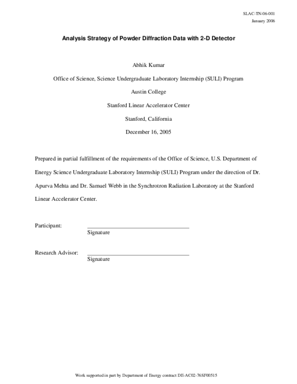(PDF) Analysis Strategy of Powder Diffraction Data with 2-D Detector