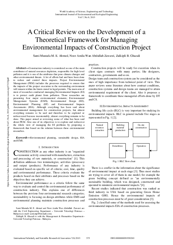 (PDF) A Critical Review On The Development Of A Theoretical Framework ...