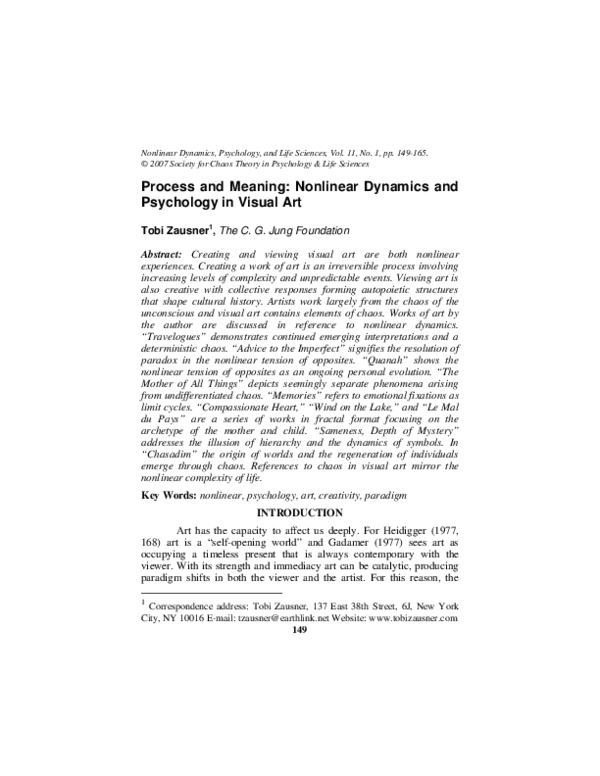 (PDF) Process and meaning: nonlinear dynamics and psychology in visual art