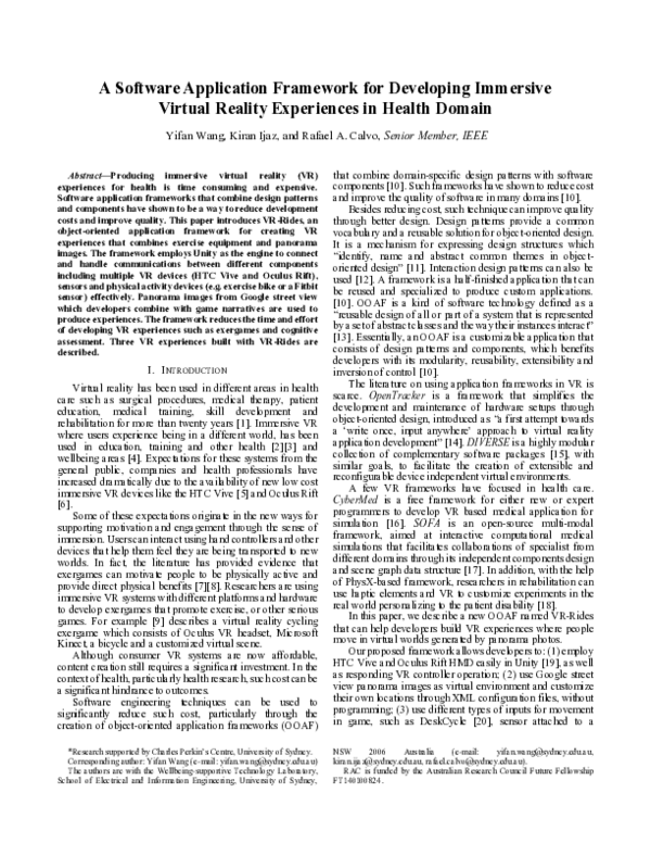 (PDF) A software application framework for developing immersive virtual reality experiences in ...