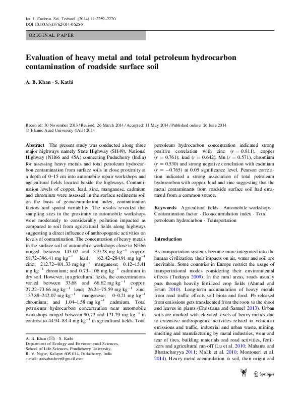 (PDF) Evaluation of heavy metal and total petroleum hydrocarbon ...