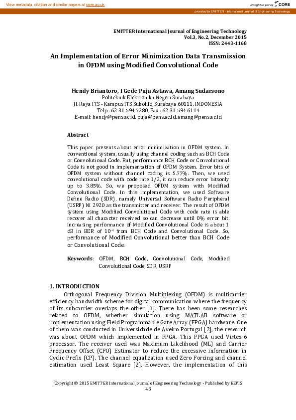 Pdf An Implementation Of Error Minimization Data Transmission In Ofdm