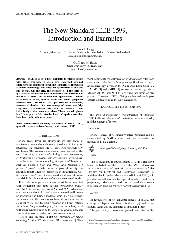 (PDF) The New Standard IEEE 1599, Introduction and Examples