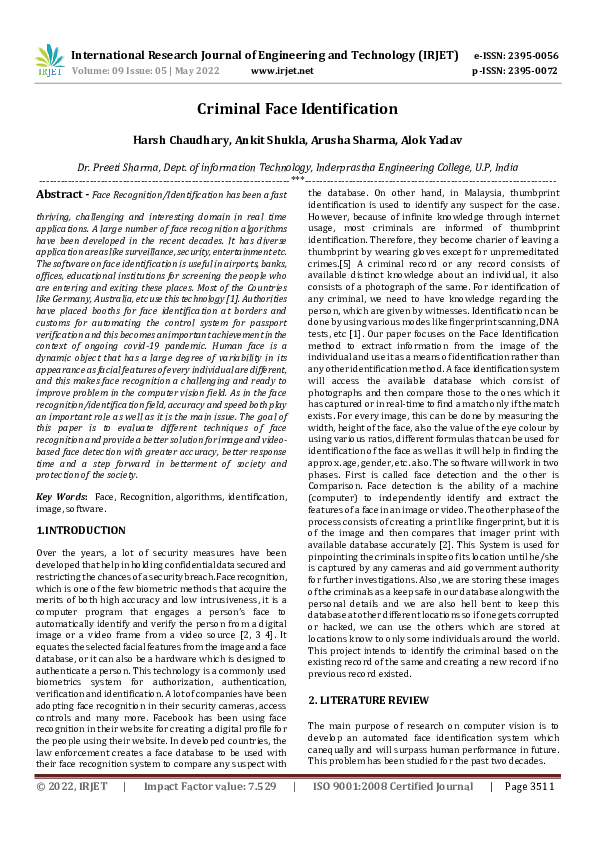 Pdf Criminal Face Identification
