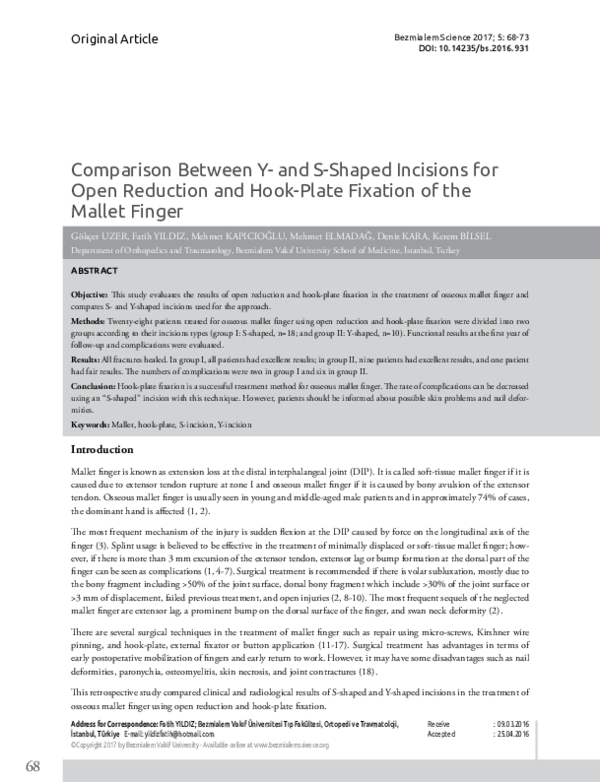 (PDF) Comparison of Y and S shaped incisions for open reduction and ...