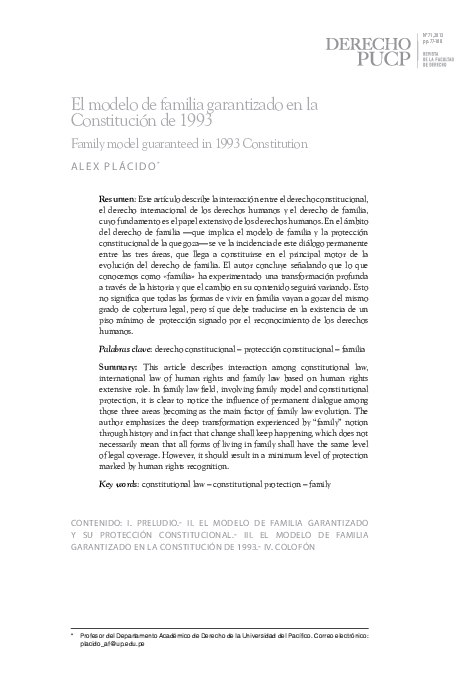 (PDF) El modelo de familia garantizado en la Constitución de 1993
