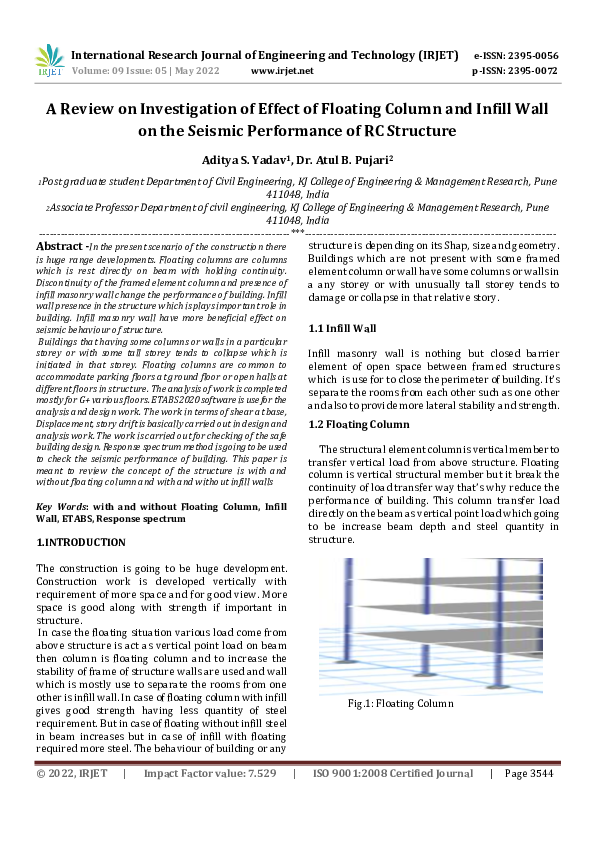 (PDF) A Review on Investigation of Effect of Floating Column and Infill ...