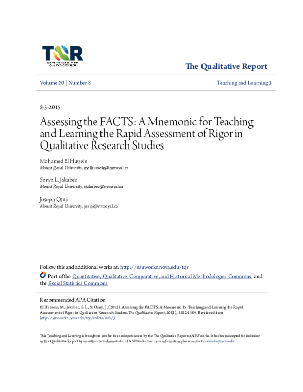 (PDF) Assessing the FACTS: A Mnemonic for Teaching and Learning the ...