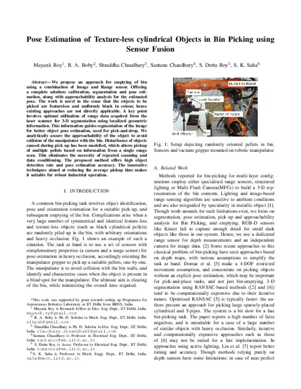 Pdf Pose Estimation Of Texture Less Cylindrical Objects In Bin