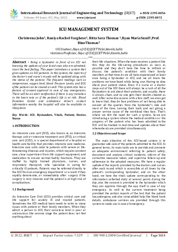 (PDF) ICU MANAGEMENT SYSTEM