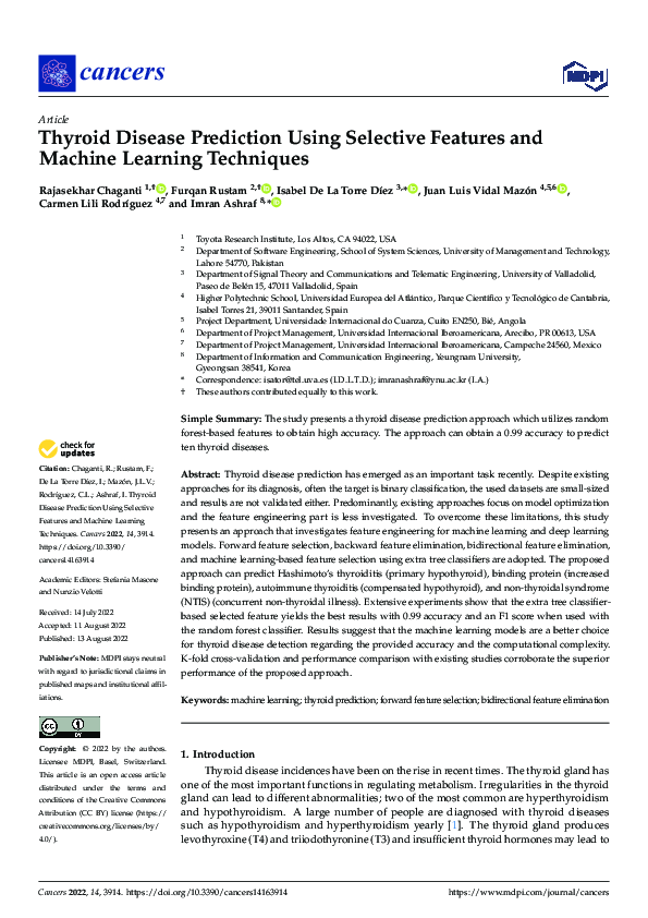 (PDF) Thyroid Disease Prediction Using Selective Features and Machine Learning Techniques | Lili ...