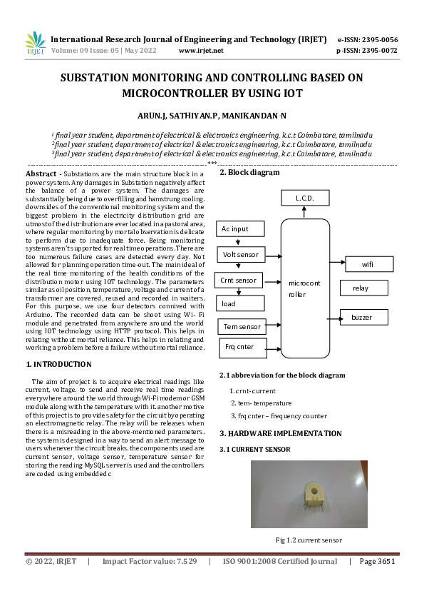 (PDF) SUBSTATION MONITORING AND CONTROLLING BASED ON MICROCONTROLLER BY ... (PDF) SUBSTATION MONITORING AND CONTROLLING BASED ON MICROCONTROLLER BY ...