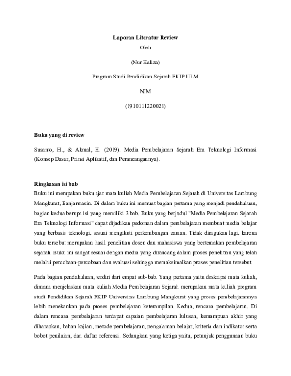(PDF) Laporan Literatur Review