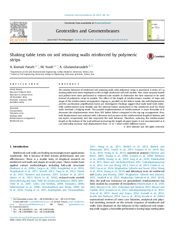 (PDF) Shaking table tests on soil retaining walls reinforced by ...