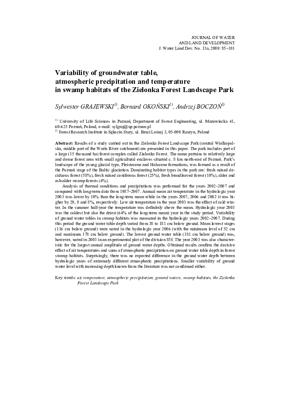 (PDF) Variability of groundwater table, atmospheric precipitation and ...