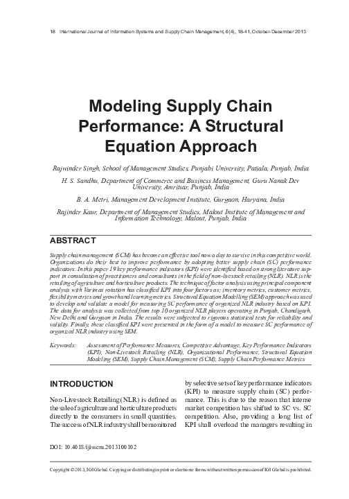 (PDF) Modeling Supply Chain Performance: A Structural Equation Approach