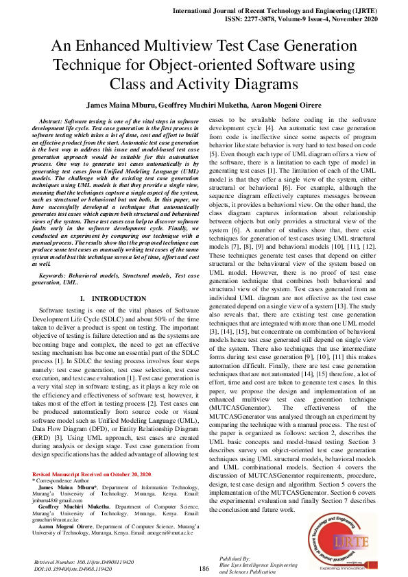 Pdf An Enhanced Multiview Test Case Generation Technique For Object Oriented Software Using