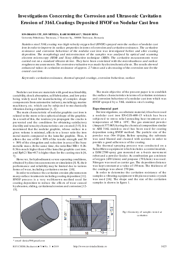(PDF) Investigations Concerning the Corrosion and Ultrasonic Cavitation ...