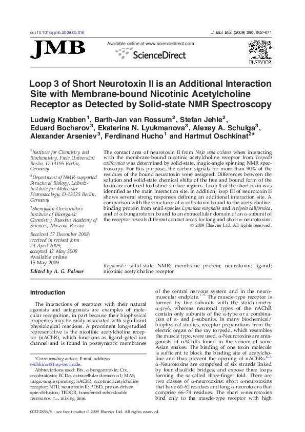 (PDF) Loop 3 of Short Neurotoxin II is an Additional Interaction Site ...