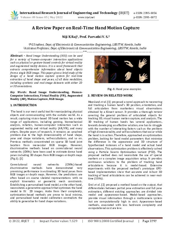 (PDF) A Review Paper on Real-Time Hand Motion Capture