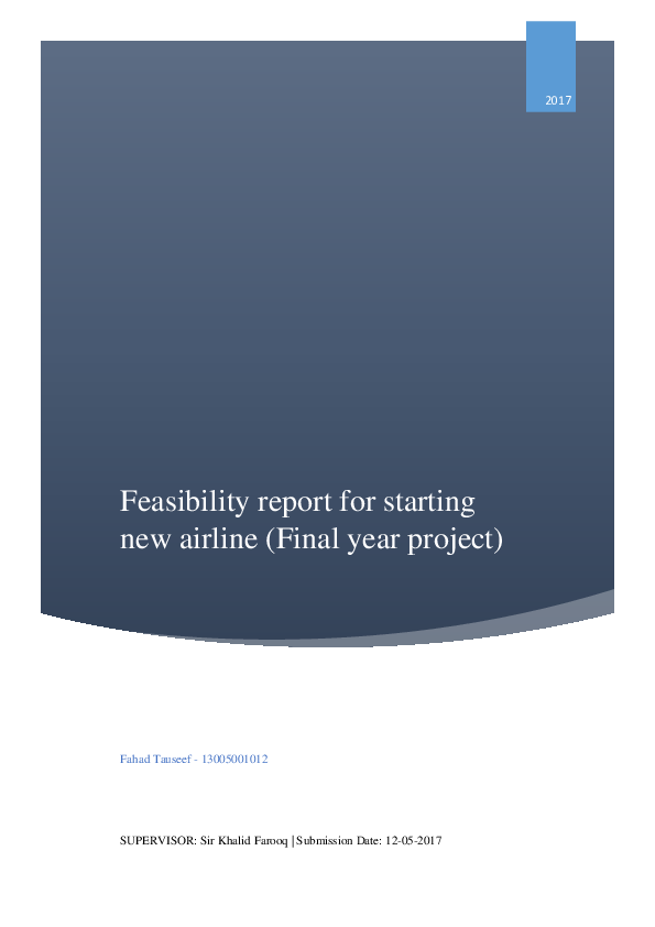 (PDF) Feasibility report for starting new airline (Final year project)