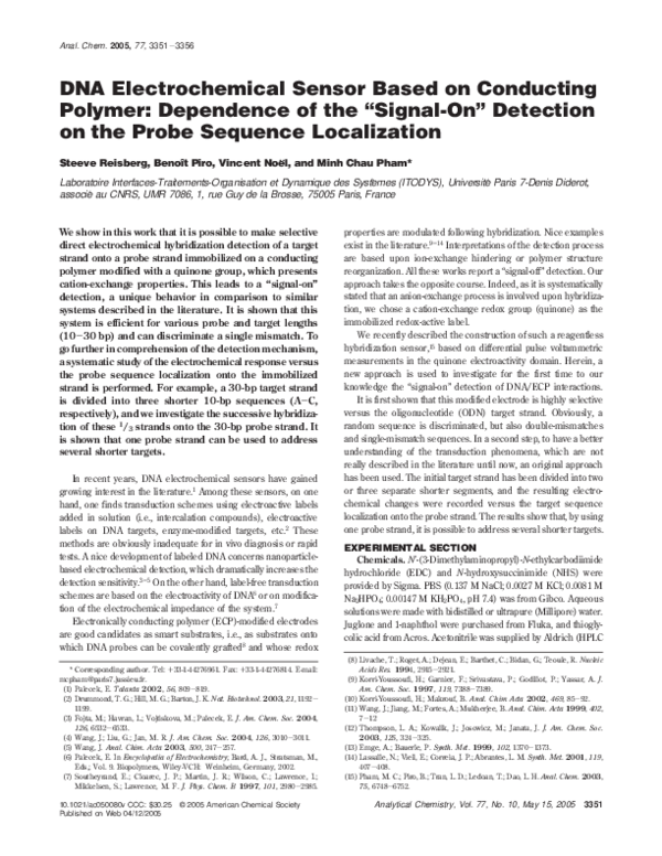 (PDF) DNA Electrochemical Sensor Based on Conducting Polymer: Dependence of the “Signal-On ...