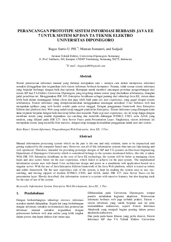 (PDF) Perancangan Prototipe Sistem Informasi Berbasis Java Ee 7 Untuk Sistem KP Dan Ta Teknik ...