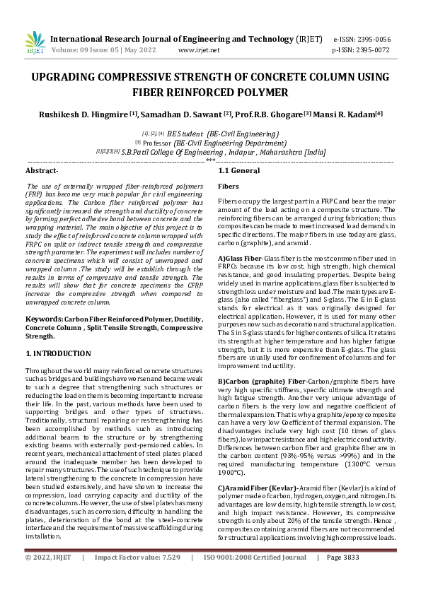 (PDF) UPGRADING COMPRESSIVE STRENGTH OF CONCRETE COLUMN USING FIBER ...