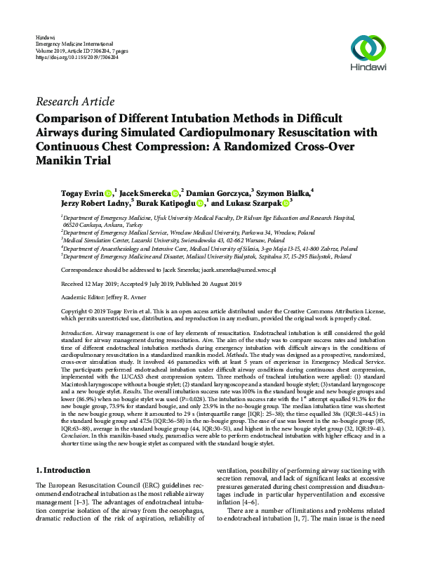 Pdf Comparison Of Different Intubation Methods In Difficult Airways During Simulated
