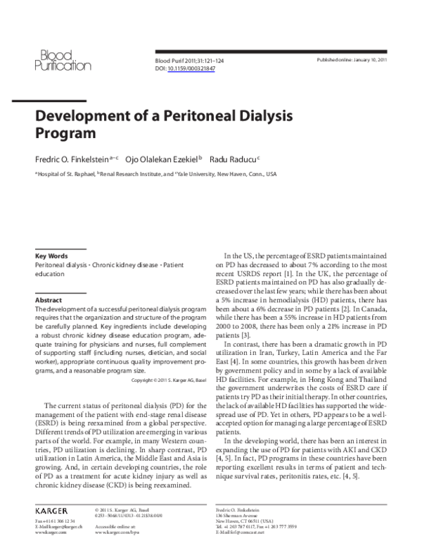 (PDF) Development of a Peritoneal Dialysis Program