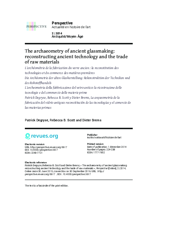 (PDF) The archaeometry of ancient glassmaking: reconstructing ancient ...