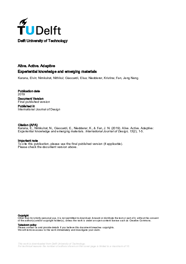 (PDF) Alive. Active. Adaptive: Experiential Knowledge and Emerging ...