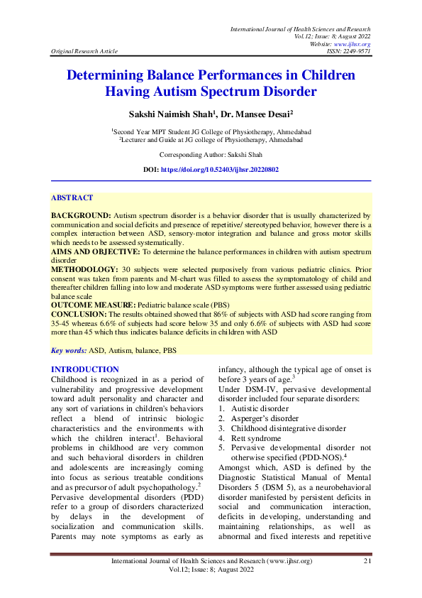 (PDF) Determining Balance Performances in Children Having Autism ...