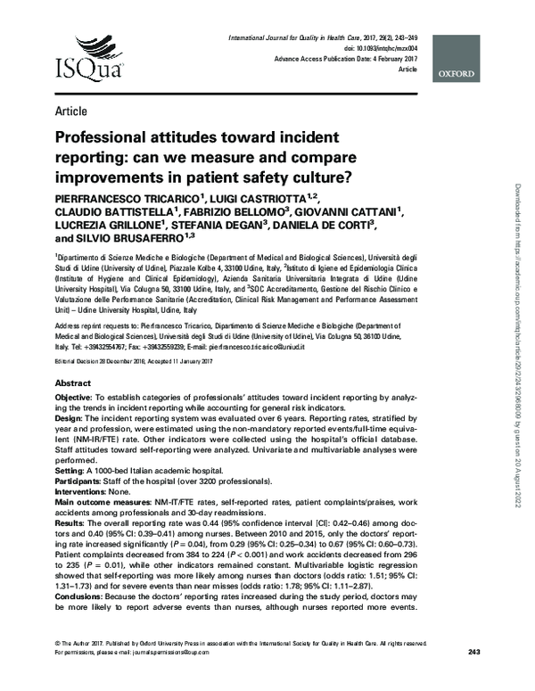 (PDF) Professional attitudes toward incident reporting: can we measure ...