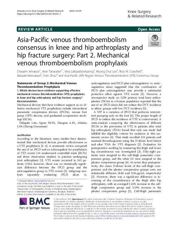 (PDF) Asia-Pacific venous thromboembolism consensus in knee and hip ...