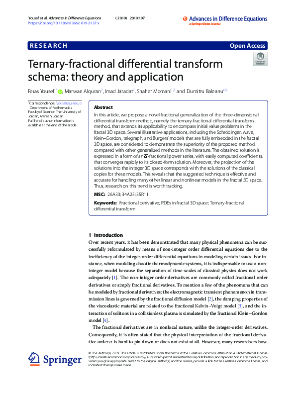 Pdf Ternary Fractional Differential Transform Schema Theory And