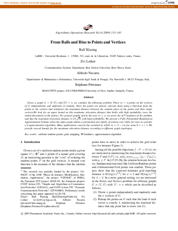 (PDF) From Balls and Bins to Points and Vertices