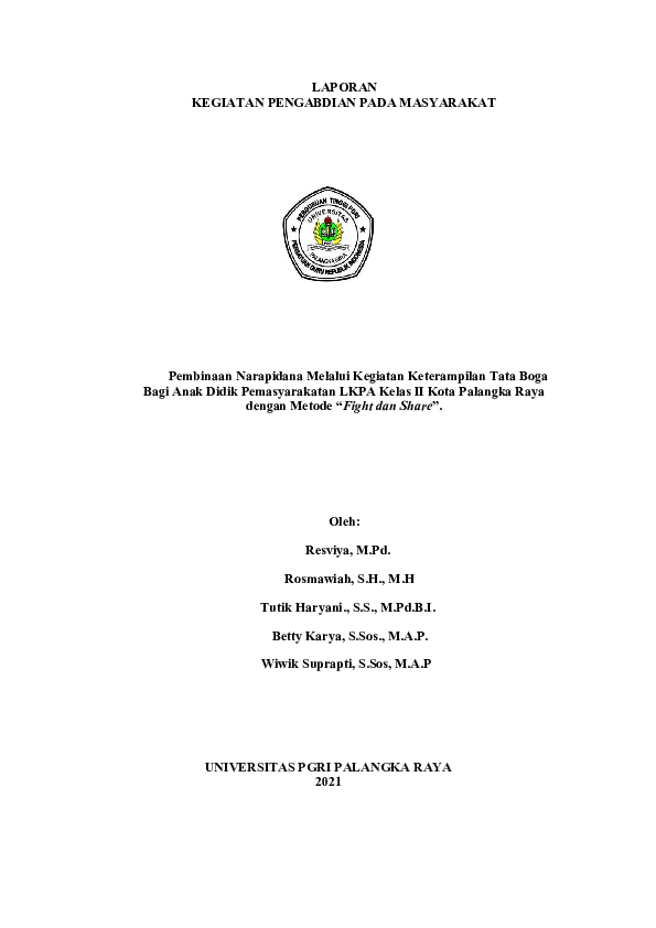 (PDF) LAPORAN KEGIATAN PENGABDIAN PADA MASYARAKAT Pembinaan Narapidana ... (PDF) LAPORAN KEGIATAN PENGABDIAN PADA MASYARAKAT Pembinaan Narapidana ...