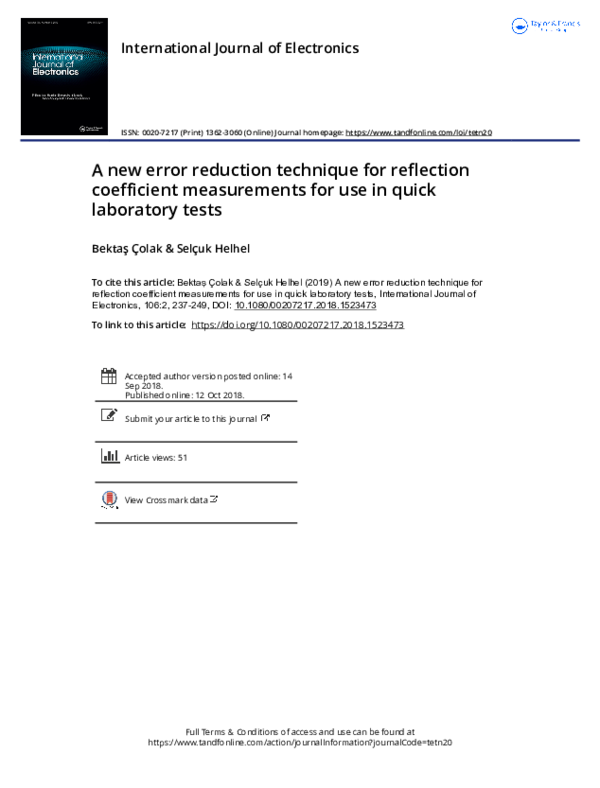 Pdf A New Error Reduction Technique For Reflection Coefficient Measurements For Use In Quick