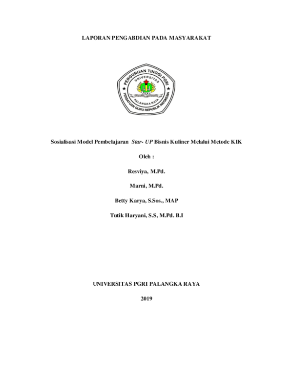 (PDF) LAPORAN PENGABDIAN PADA MASYARAKAT Sosialisasi Model Pembelajaran ...