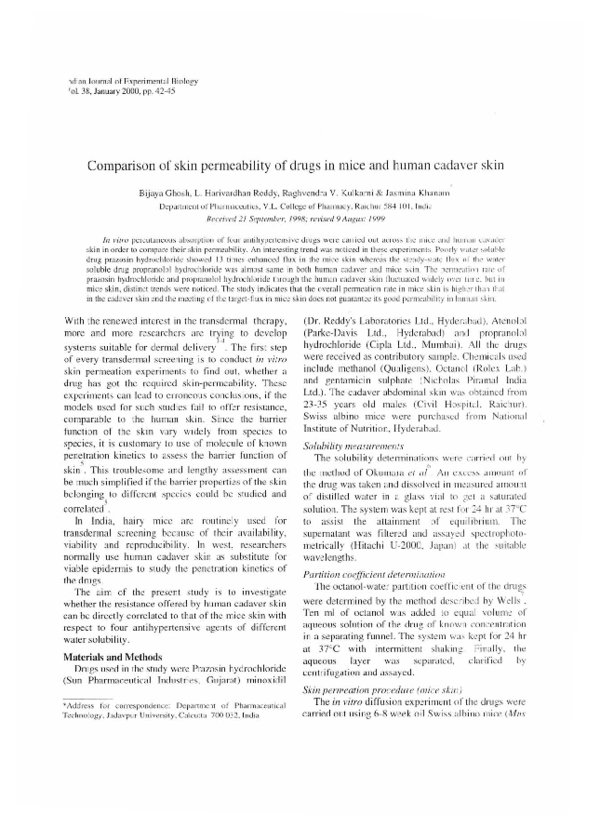 (PDF) Comparison of skin permeability of drugs in mice and human ...
