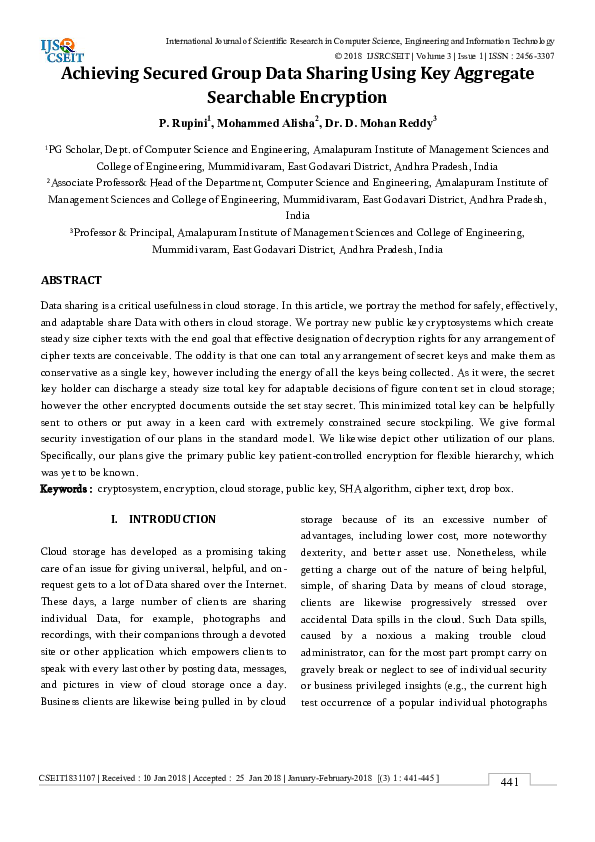 (PDF) Achieving Secured Group Data Sharing Using Key Aggregate Searchable Encryption
